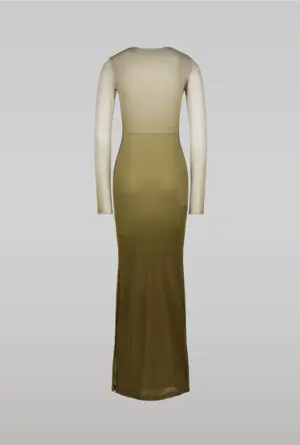 SAEMDI Gradient Mesh Maxi Dress