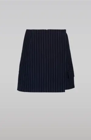 SAEMDI Pinstripe Mini Skirt - Navy