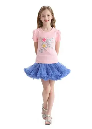 MIMI TUTU Flowers Applique T-shirt - Pink
