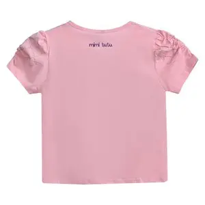MIMI TUTU Flowers Applique T-shirt - Pink
