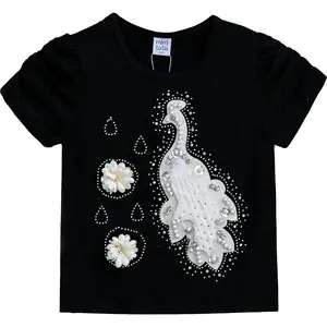 MIMI TUTU Mimi Tutu Peacock Applique T-Shirt Black