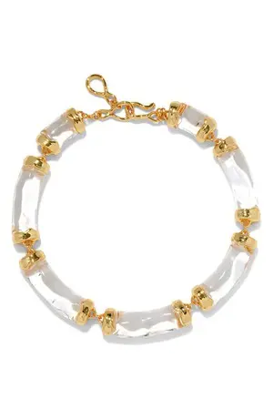 Alexis Bittar Liquid Lucite® Pillow Link Necklace - Clear/ Gold