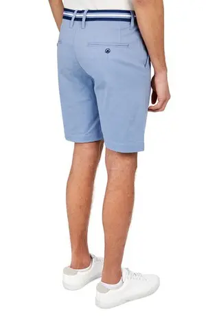 CON.STRUCT Slim Fit Cotton Stretch Solid Shorts - Chambray/blue