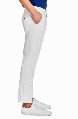 CON.STRUCT Slim Fit Stretch Flat Front Pants - White