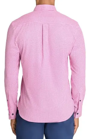 CON.STRUCT Slim Fit Micro Plaid Recycled 4-way Stretch Performance Long Sleeve Shirt - Pink