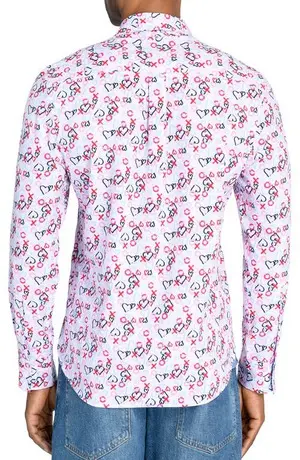 CON.STRUCT Slim Fit Heart Motif Recycled 4-way Stretch Performance Long Sleeve Shirt