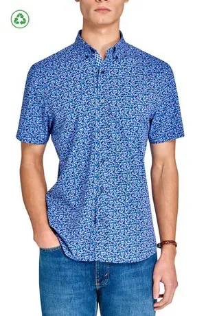 CON.STRUCT Slim Fit Clustered Floral Recycled 4-way Stretch Performance Short Sleeve Shirt