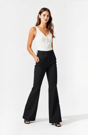 MODENAIRE High-waisted Wide-leg Tailored Trousers
