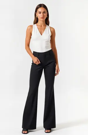 MODENAIRE High-waisted Wide-leg Tailored Trousers