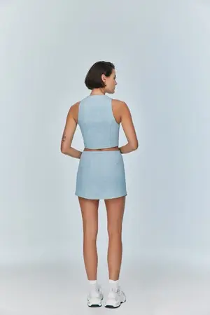 JENDUE Marvel Denim Mini Skirt With Zipper Detail