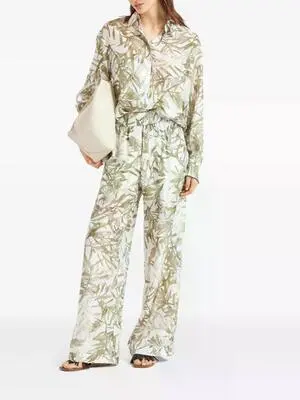 Brunello Cucinelli Leaf-print Trousers - Green