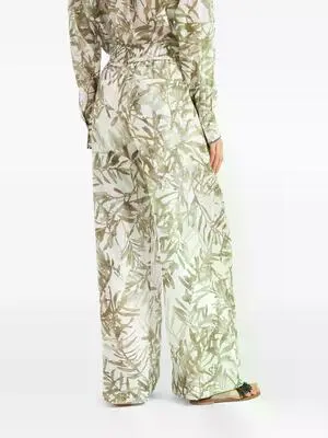 Brunello Cucinelli Leaf-print Trousers - Green