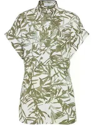 Brunello Cucinelli Silk Leaf-print Shirt