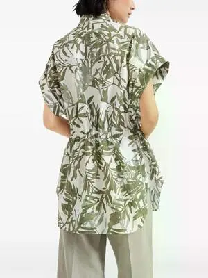 Brunello Cucinelli Silk Leaf-print Shirt