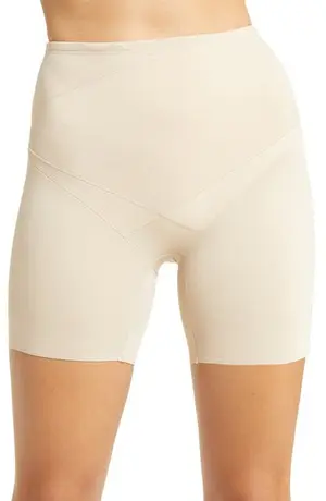 MIRACLESUIT® Tummy Tuck Waistline Bike Shorts - Warm Beige