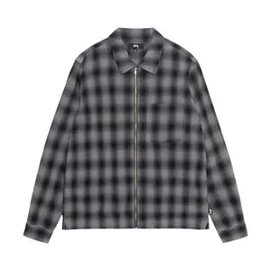 StÜssy Zip Twisted Yarn Plaid Shirt 'charcoal - Multicolor