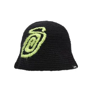 StÜssy Swirly S Knit Bucket Hat - Black