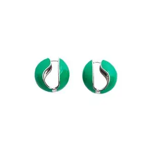 Coperni Lacquered Logo Hoop Earrings - Green