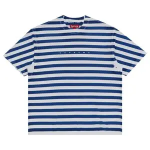 Supreme Overprint Stripe Short-sleeve Top 'navy - Blue
