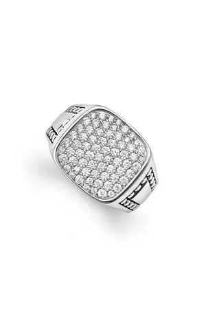 Lagos Anthem Diamond Signet Ring - Silver