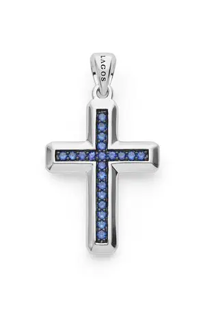 Lagos Anthem Blue Sapphire Cross Pendant - Silver
