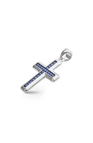 Lagos Anthem Blue Sapphire Cross Pendant - Silver