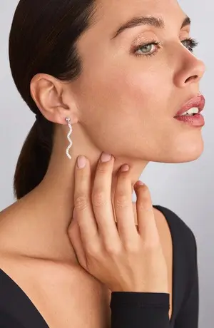 Lagos Caviar Spark Diamond Wave Drop Earrings