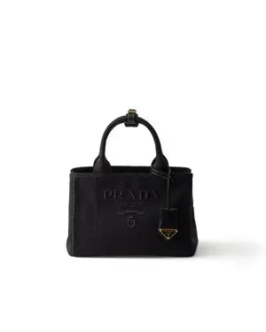 Prada Jardinière Small Cotton Canvas Handbag - Black
