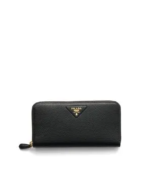 Prada Large Leather Wallet - Black