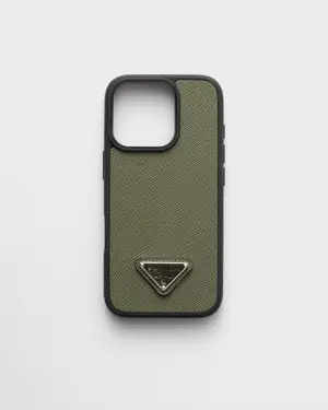 Prada Saffiano Leather Case For Iphone 16 Pro - Loden Green