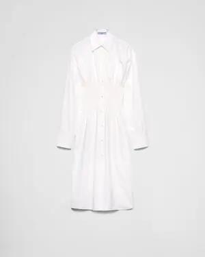 Prada - Prada Cotton Canvas Fit And Flare Shirt Dress