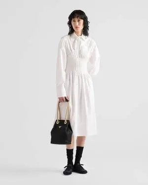 Prada - Prada Cotton Canvas Fit And Flare Shirt Dress