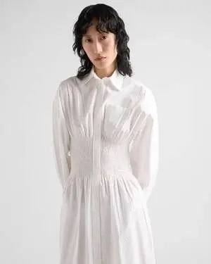 Prada - Prada Cotton Canvas Fit And Flare Shirt Dress