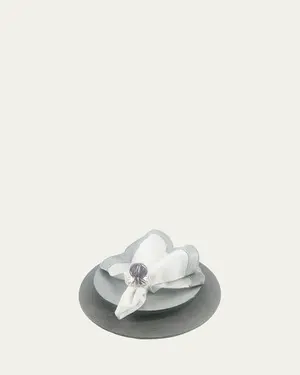 NOMI K Embossed Vegan Leather Placemat With Silver Butterflies