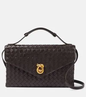 Bottega Veneta Knot Lock Intrecciato Leather Top-handle Bag - Brown