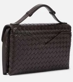 Bottega Veneta Knot Lock Intrecciato Leather Top-handle Bag - Brown