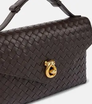 Bottega Veneta Knot Lock Intrecciato Leather Top-handle Bag - Brown