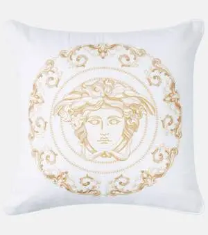 Versace Medusa Gala Embroidered Cushion - White