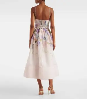 Zimmermann Dawning Floral Silk And Linen Corset Dress