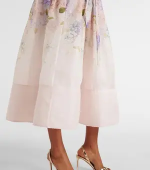Zimmermann Dawning Floral Silk And Linen Corset Dress