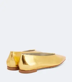 Bottega Veneta Sofia Metallic Leather Ballet Flats - Gold