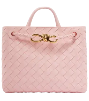 Bottega Veneta Andiamo Small Intrecciato Leather Tote Bag Pink