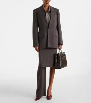 Bottega Veneta Asymmetric Striped Wool Skirt Pants