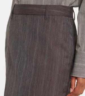 Bottega Veneta Asymmetric Striped Wool Skirt Pants