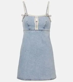 Women's Rhinestone Embellished Denim Mini Dress