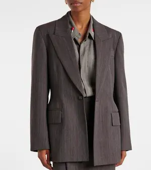 Bottega Veneta Striped Wool Blazer - Grey