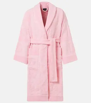 Dolce & Gabbana Dg Cotton Terry Jacquard Bathrobe - Pink