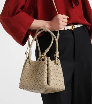 Bottega Veneta Small Intrecciato Leather Parachute Tote - Beige