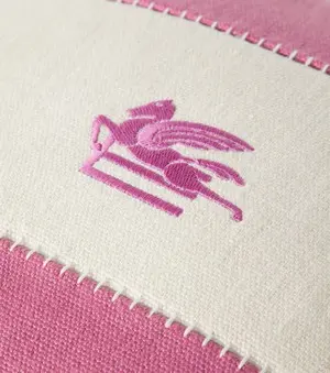 Etro Pegaso Embroidered Linen Cushion - Pink