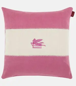 Etro Pegaso Embroidered Linen Cushion - Pink